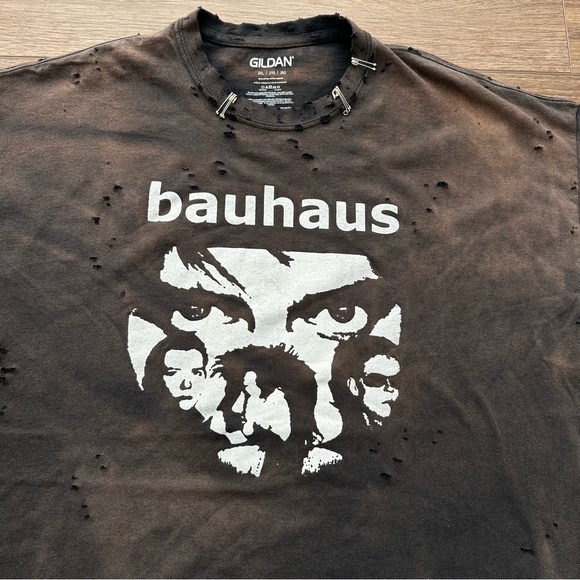 Gildan | Tops | Bauhaus Goth Punk Destroyed Safety Pin Tshirt | Poshmark